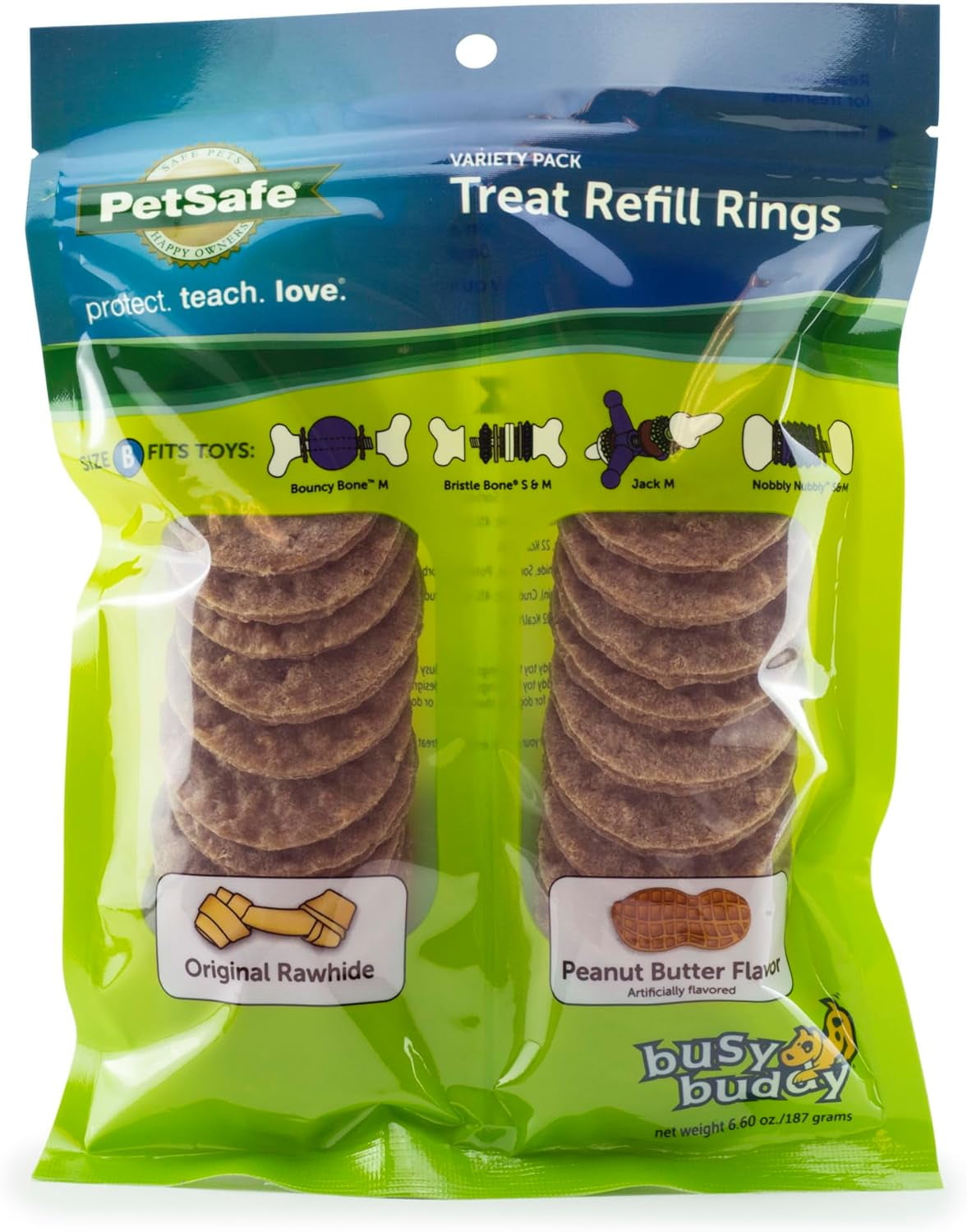 Rawhide Busy Buddy Dog Treat Ring Refills (24 Treat Refills) Peanut ...