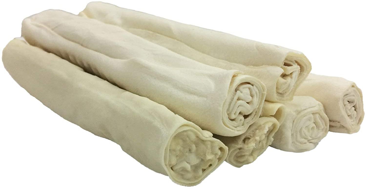 Rawhide Retriever Roll - 6 Count / 8-10" long - 100% Beef Hide Roll Dog ...