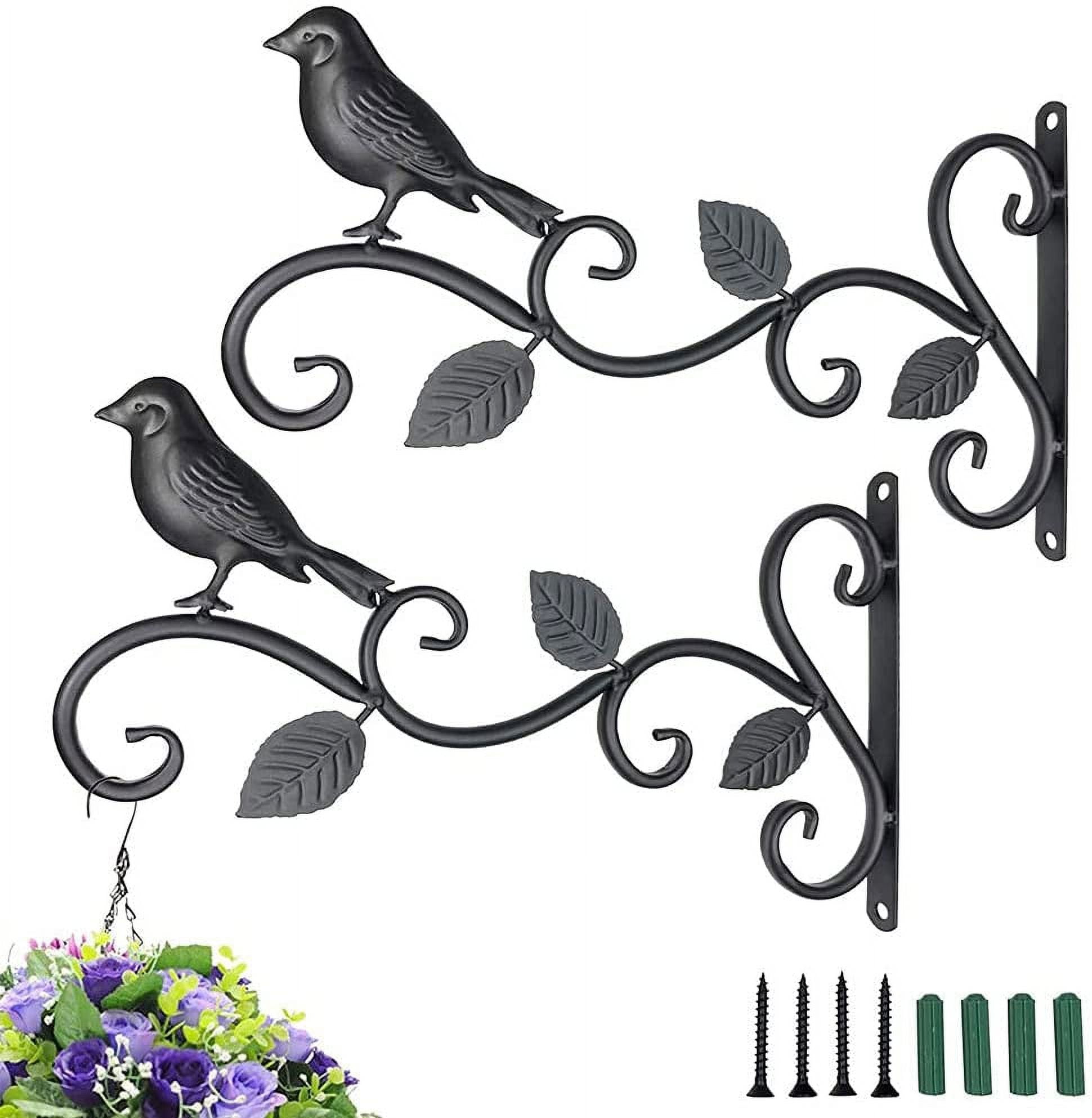 Rawiri 2 Pieces Wrought Iron Wall Brackets, Plant Hook Bracket, Lantern ...