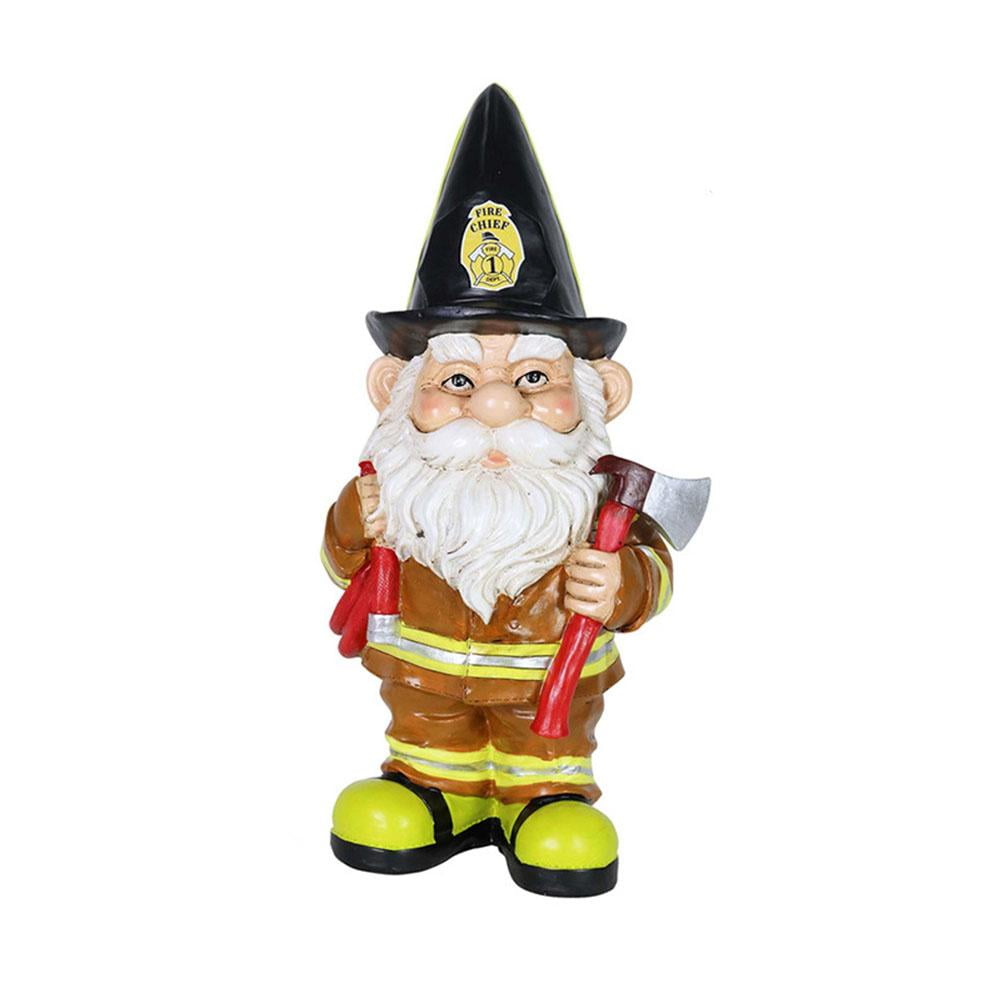 Rawiri Dwarf Old Man Statue Black Hat Fireman Resin Sculptures Old Man ...