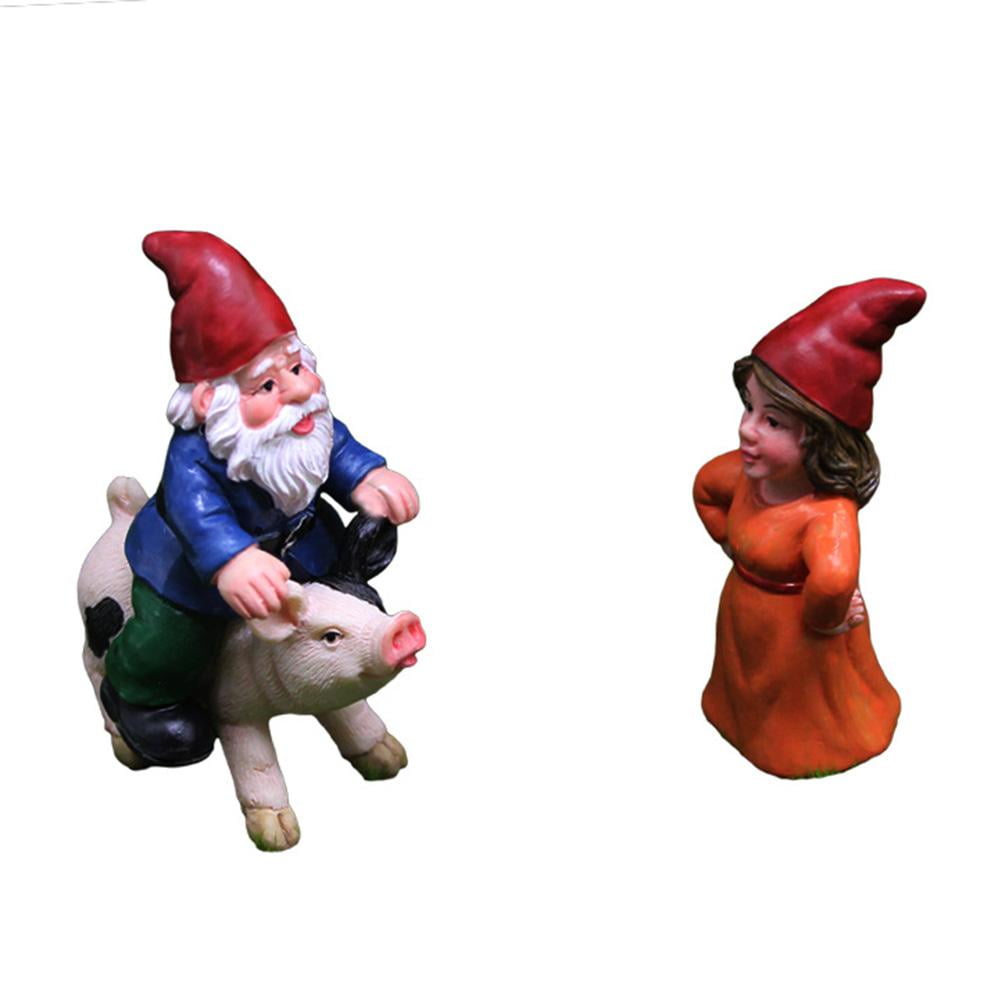Rawiri Gnomes Riding Pig Garden Dwarf Statues Outdoor Decor Gnome ...