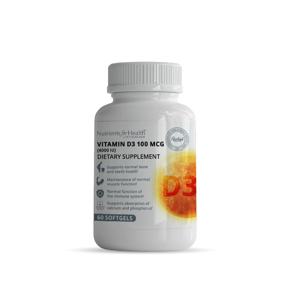 Rawleigh Vitamin D3 100 Mcg 4000 IU: 60 Softgels - Immune, Bone & Joint ...