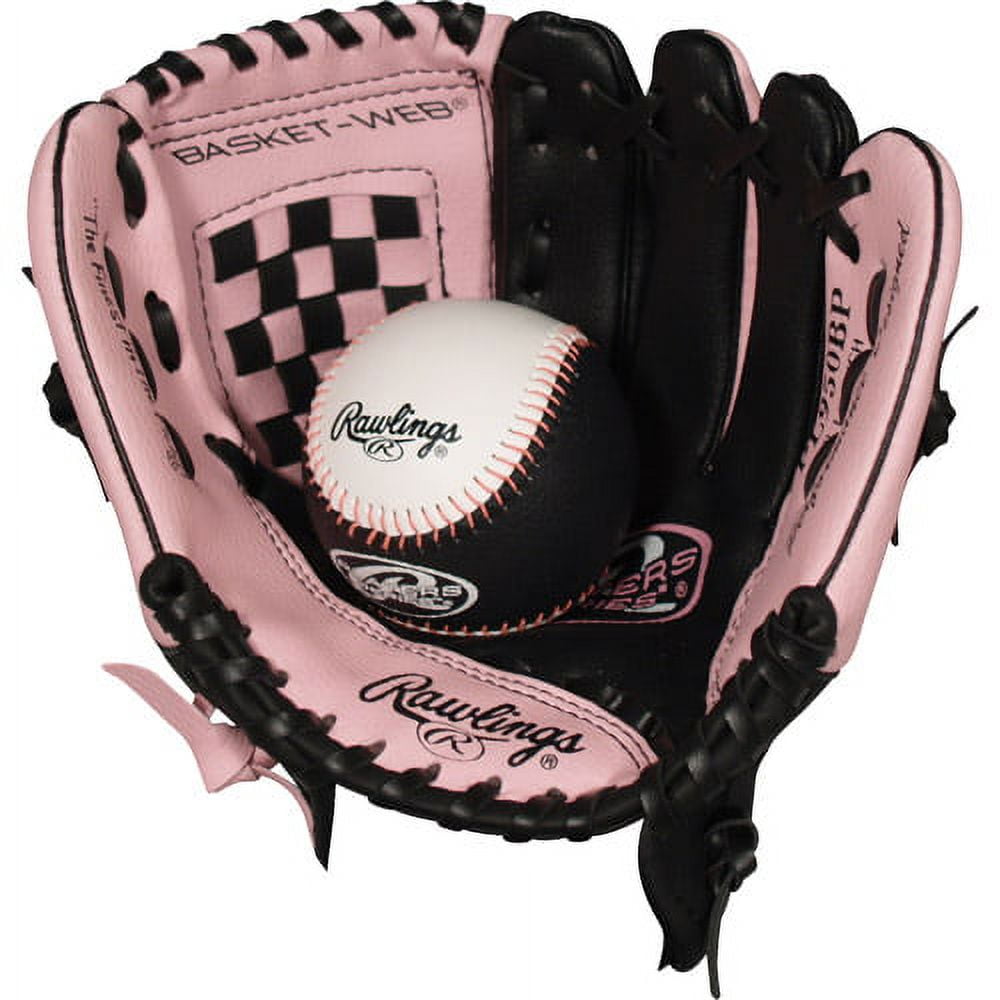 Rawlings 9.5 Pink T-Ball Glove with Ball, Left Hand Throw, Kids Vinyl ...