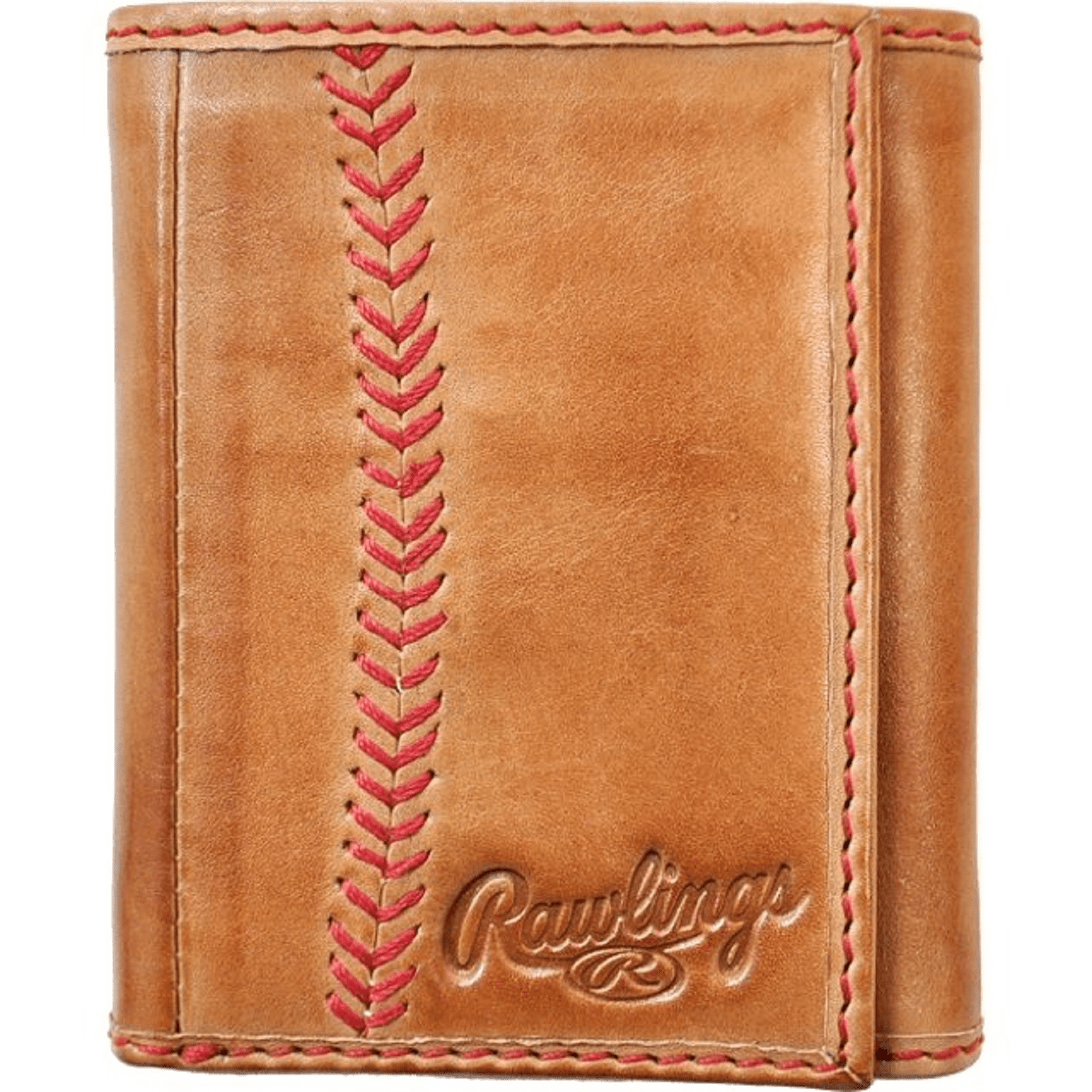 Rawlings Baseball Stitch Leather Wallet, Tan, RFID Blocking, Clear ID ...