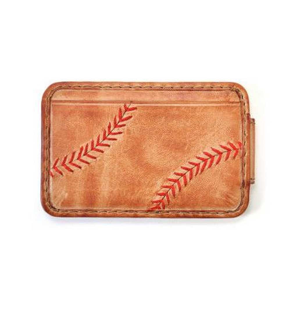Rawlings Men's Leather Wallet, Baseball Stitch Tan, Magnetic Money Clip ...
