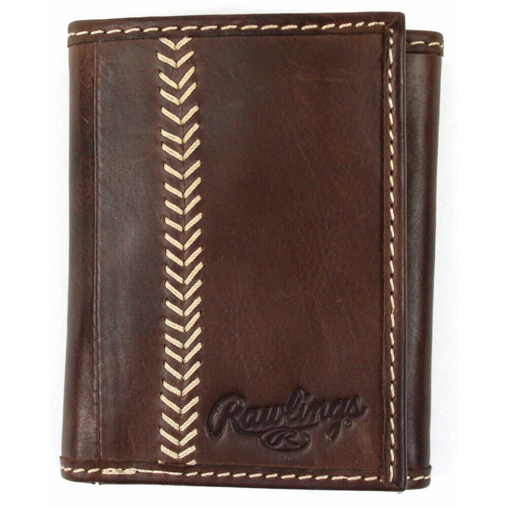 Rawlings Baseball Stitch Tri-Fold Wallet Brown MW478-201 - Walmart.com