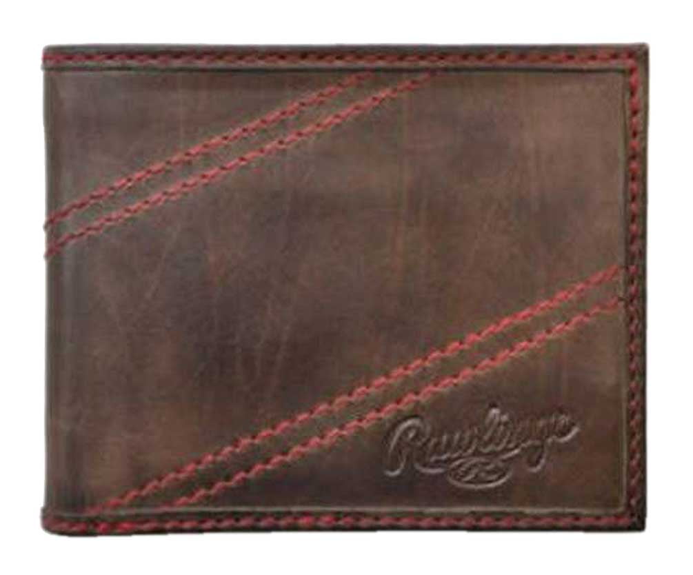 Rawlings Baseball Two Strikes Bi-fold Leather Brown Wallet, RL190 ...
