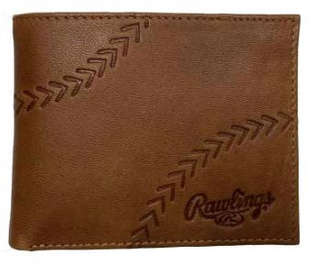 Rawlings Debossed Baseball Stitch Bi-fold Wallet Baseball Genuine ...