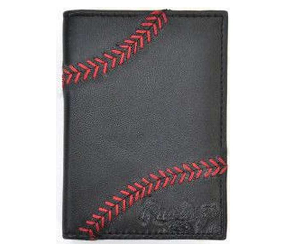 rawlings men's baseball stitch front pocket metal clip wallet black os ...