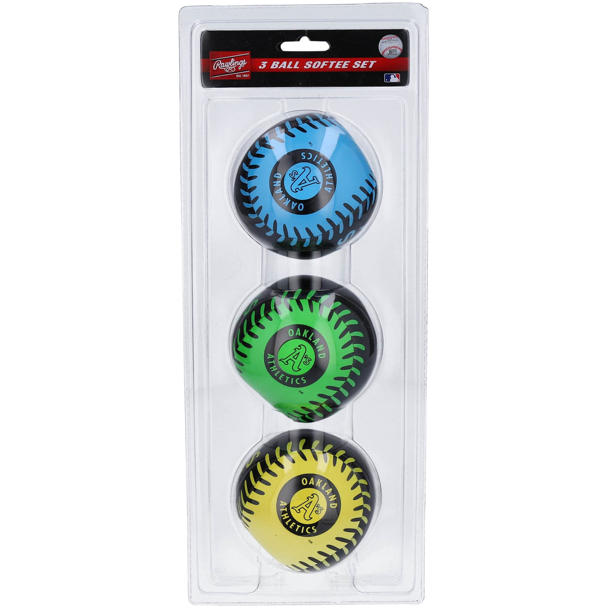 Rawlings Oakland Athletics Blinded Pack of Three Softee Softball Set ...