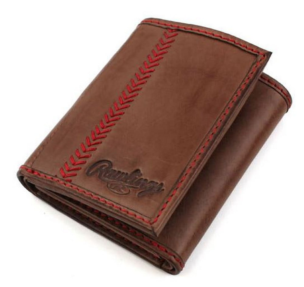 Rawlings Quagga Baseball Tri-Fold Wallet Brown w/ Red Ball Stitch MW478 ...