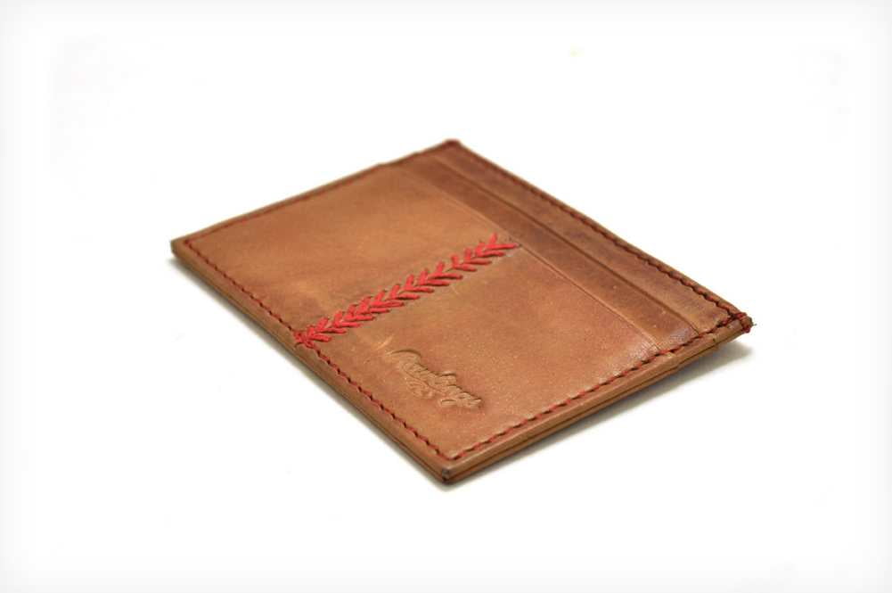 Rawlings Red Label Leather Card Case, Baseball Stitch Glove Brown MW488 ...