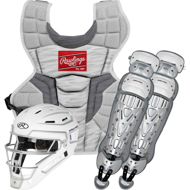 Rawlings Velo Baseball Intermediate Catcher's Box Set | White/Silver ...
