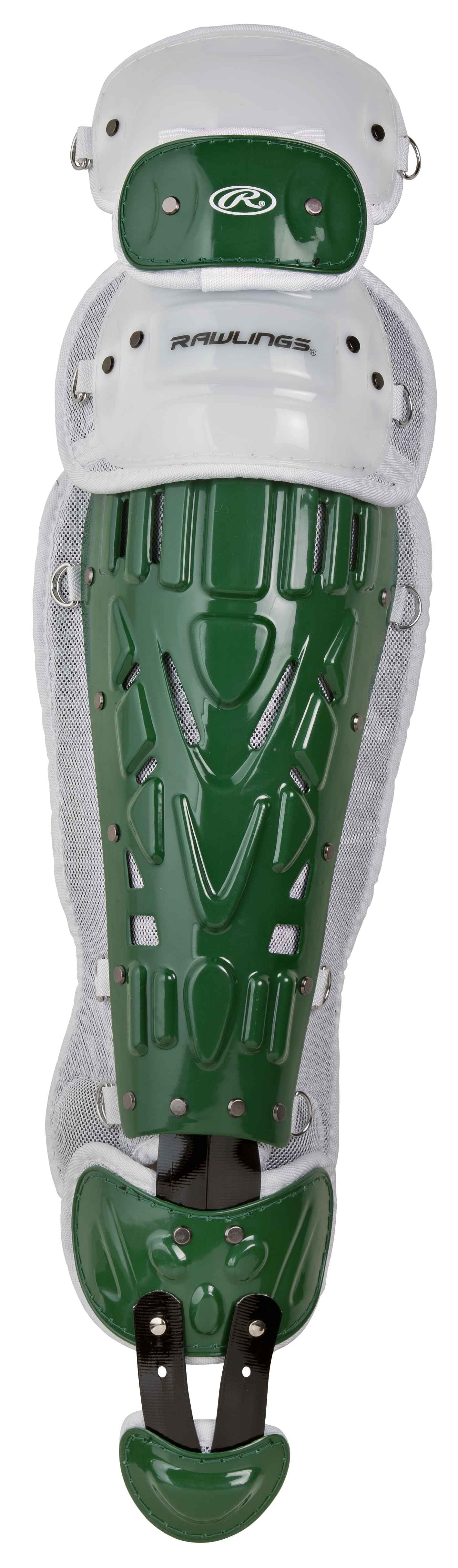 Rawlings Velo Baseball Intermediate Leg Guards | Dark Green/White ...