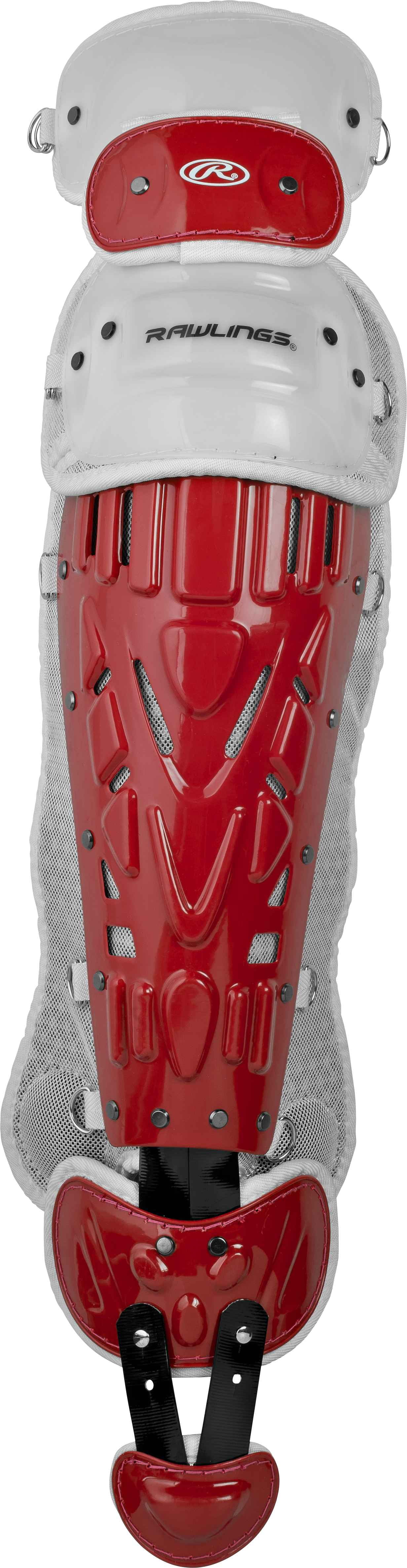 Rawlings Velo Baseball Intermediate Leg Guards | Scarlet/White ...