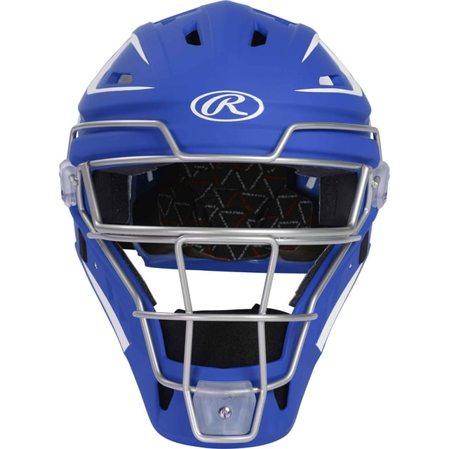 Rawlings Velo Baseball Senior Catcher's Helmet | Royal/White | Senior ...