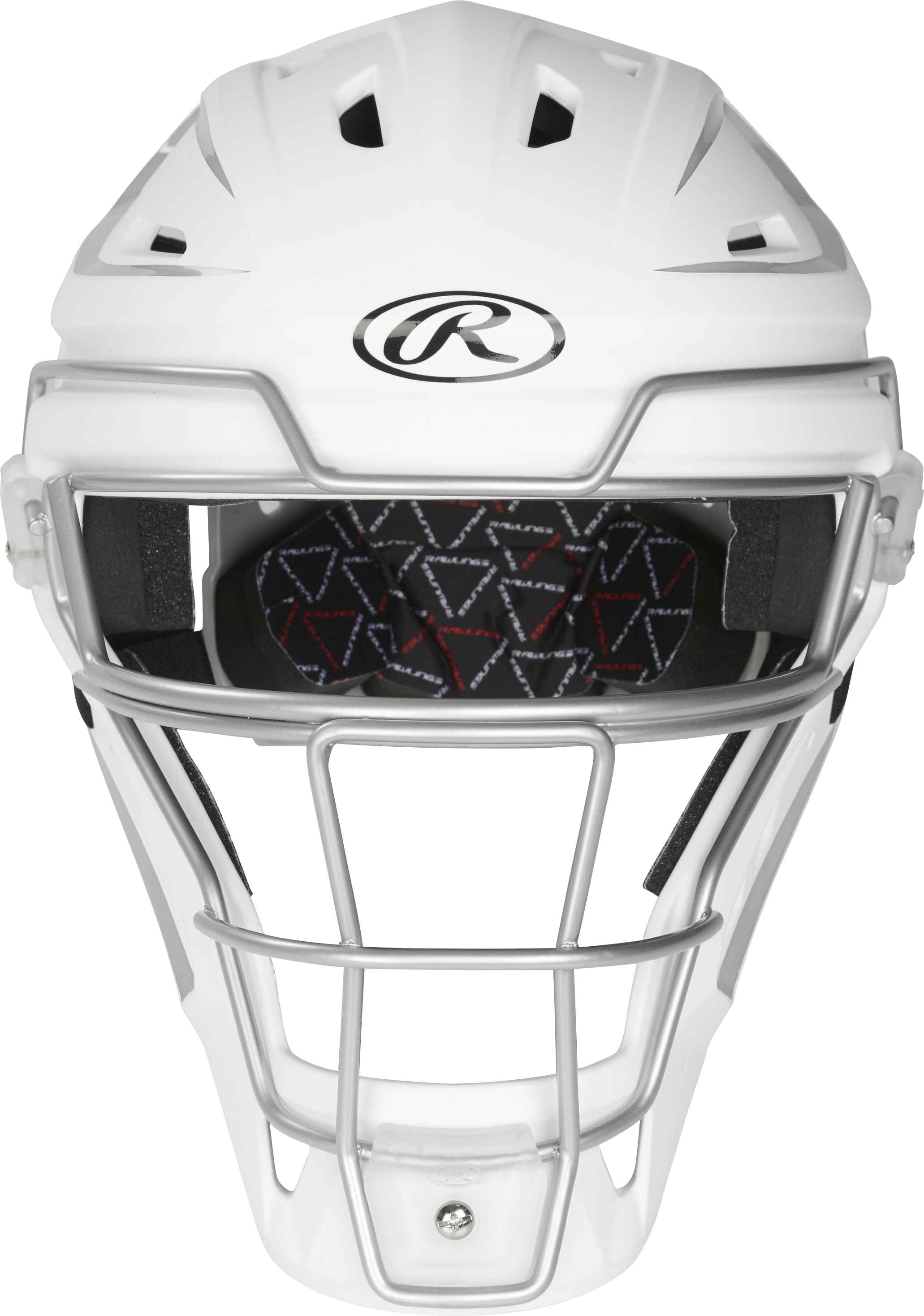 Rawlings Velo Baseball Senior Catcher's Helmet | White/Silver | Senior ...