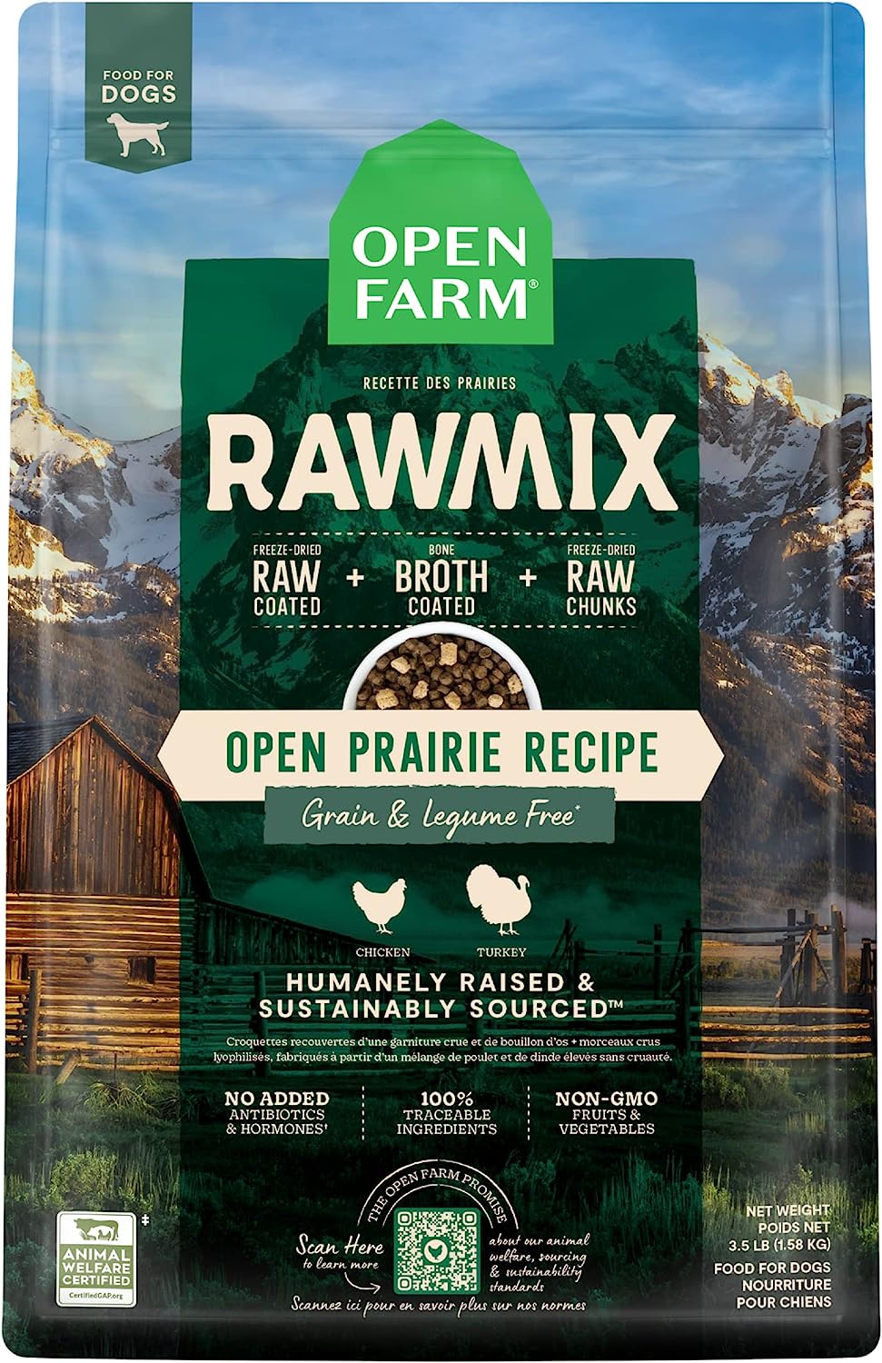 Rawmix Grain-Free Prairie Recipe For Dogs, Includes Kibble, Bone Broth ...