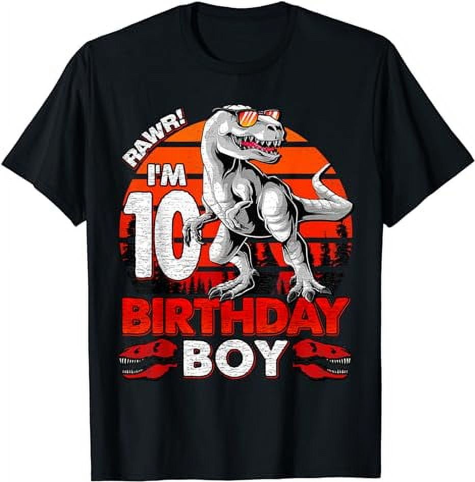 Rawr I'm 10 Kids 10 Year Old Shirt 10th Birthday Boy T Rex T-Shirt - Walmart.com