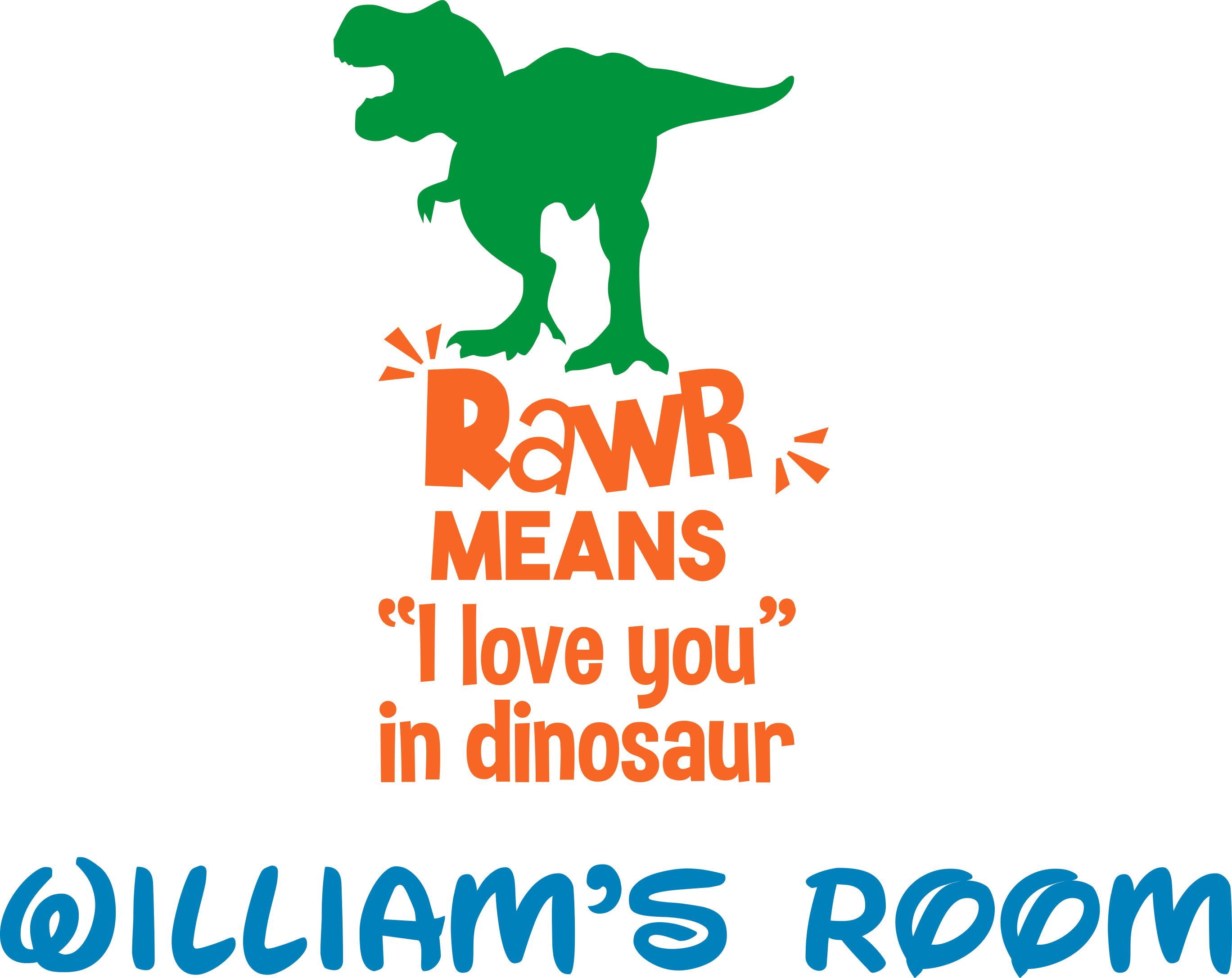 Rawr Is I Love You Dinosaurs Dino Customized Wall Decal - Custom Vinyl ...