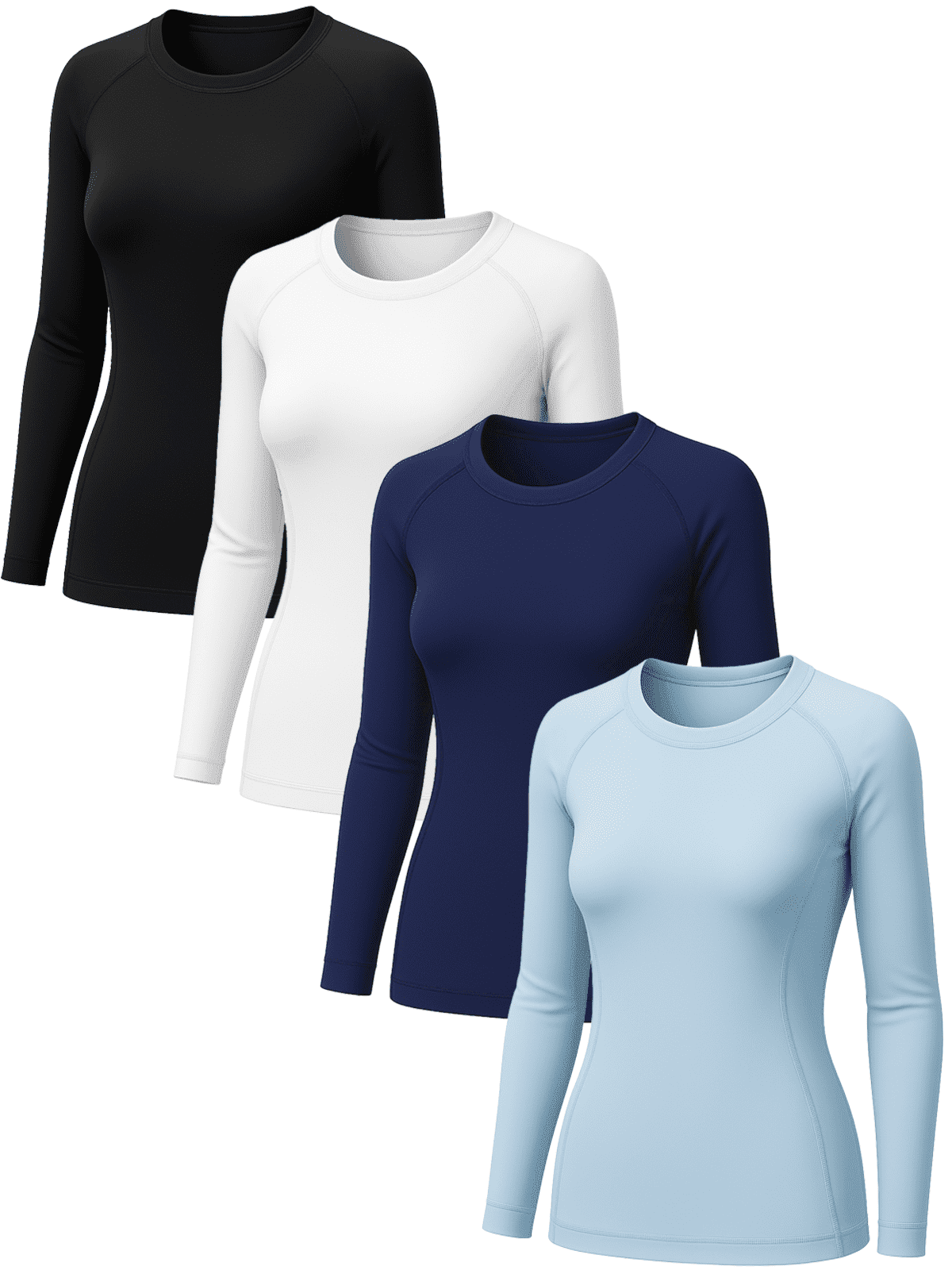Raxilon 4 Pack Woman's Long Sleeve Athletic Sun Shirts Underscrub ...