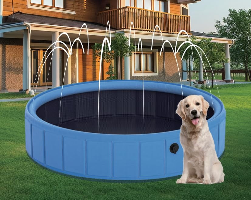 Raxurt Pool with YYF14 Sprinkler, 78'' Foldable Pools for Large Dogs, 2 ...