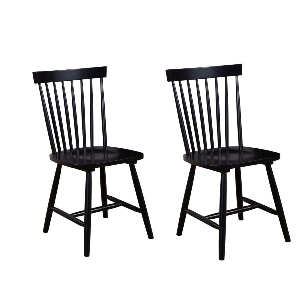 Ray 18 Inch Dining Side Chair Rubberwood Windsor Back Set of 2 Black ...