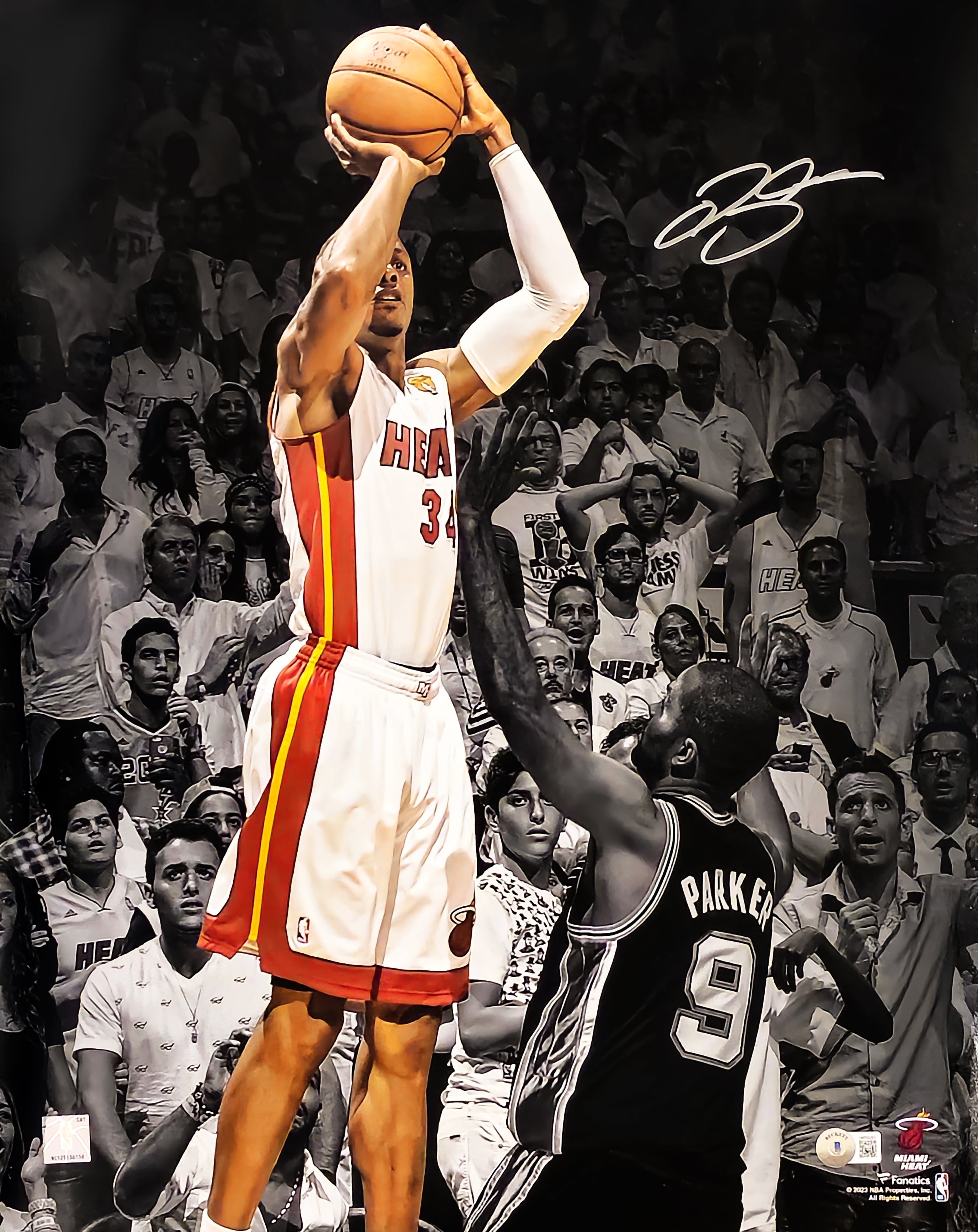 Ray Allen Autographed 16x20 Photo Miami Heat vs. San Antonio Spurs 2013 ...