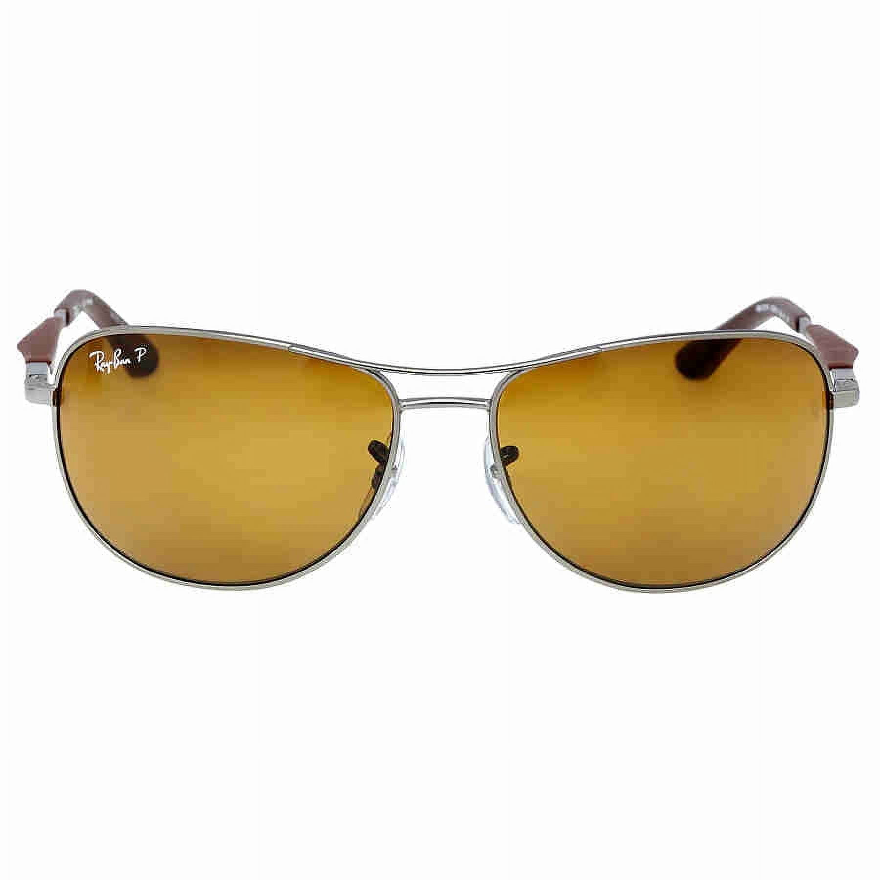 Ray-Ban Men's RB3519 Aviator Sunglasses, Matte Gunmetal/Brown Polarized ...