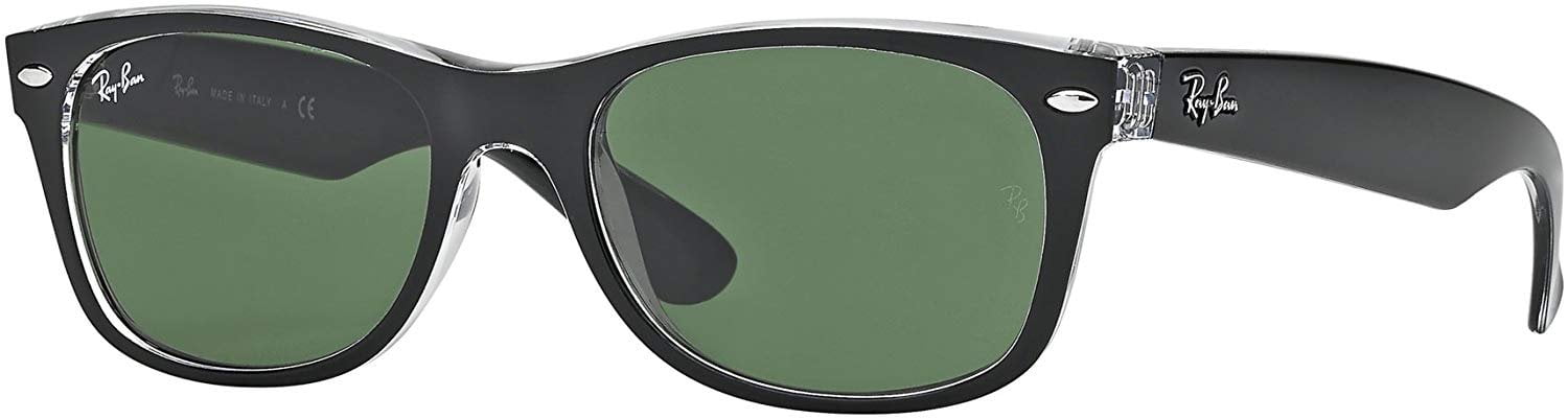 Ray Ban RB2132 NEW WAYFARER 6052 52M Black On Transparent/Green ...