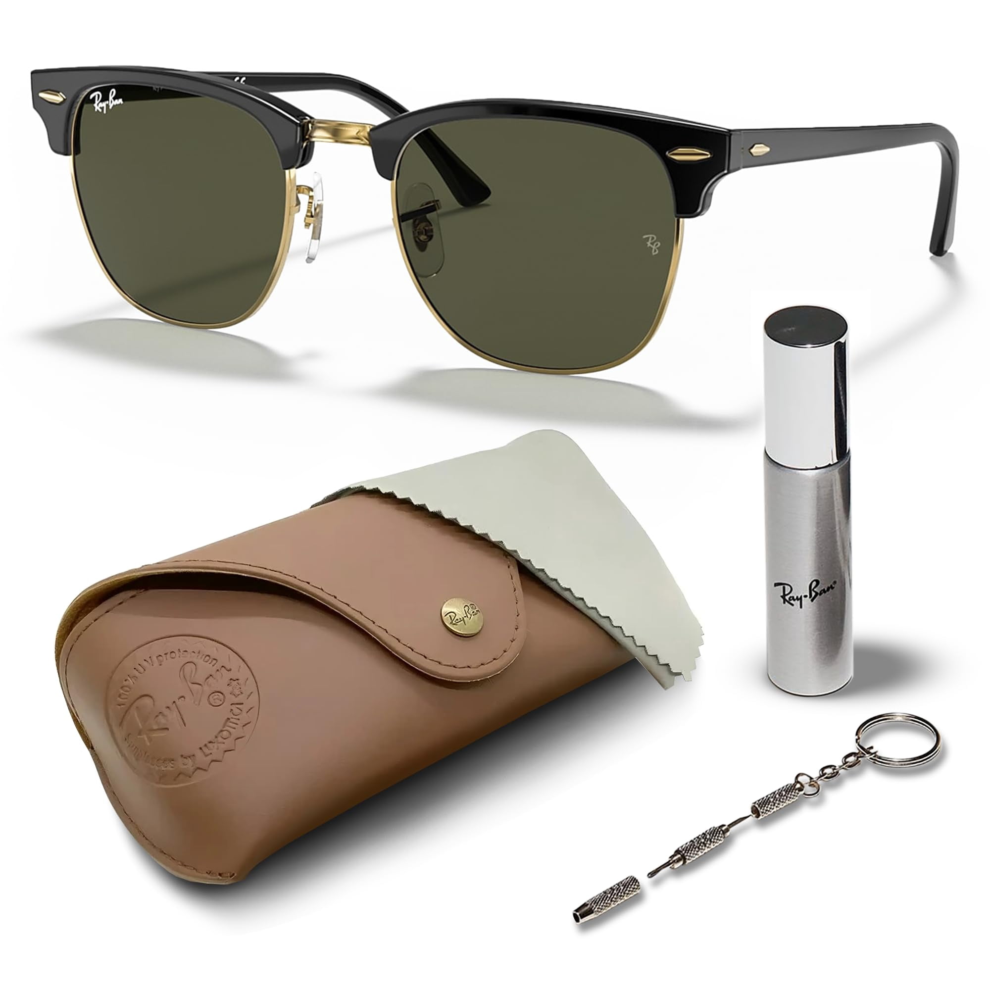Ray-Ban RB3016 CLUBMASTER CLASSIC Square Shaped Non-Polarized ...