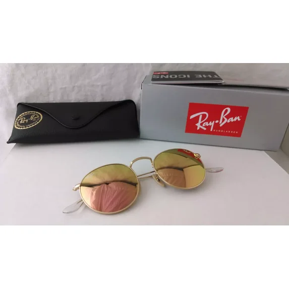 Ray Ban RB3447N Round Metal Gold Copper Flash Sunglasses 001/z2 ...