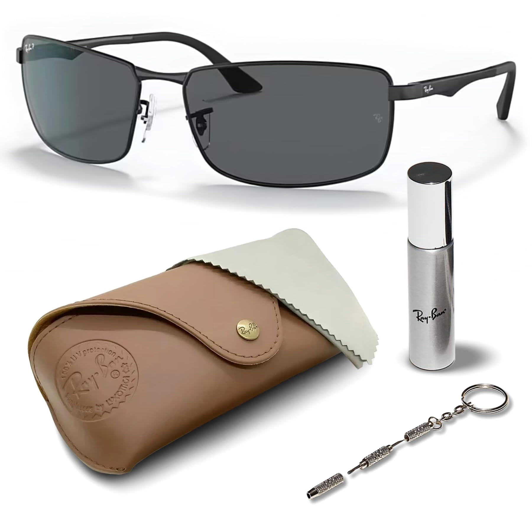 Ray-Ban RB3498 POLARIZED Rectangle Shaped Sunglasses for Men & Women ...