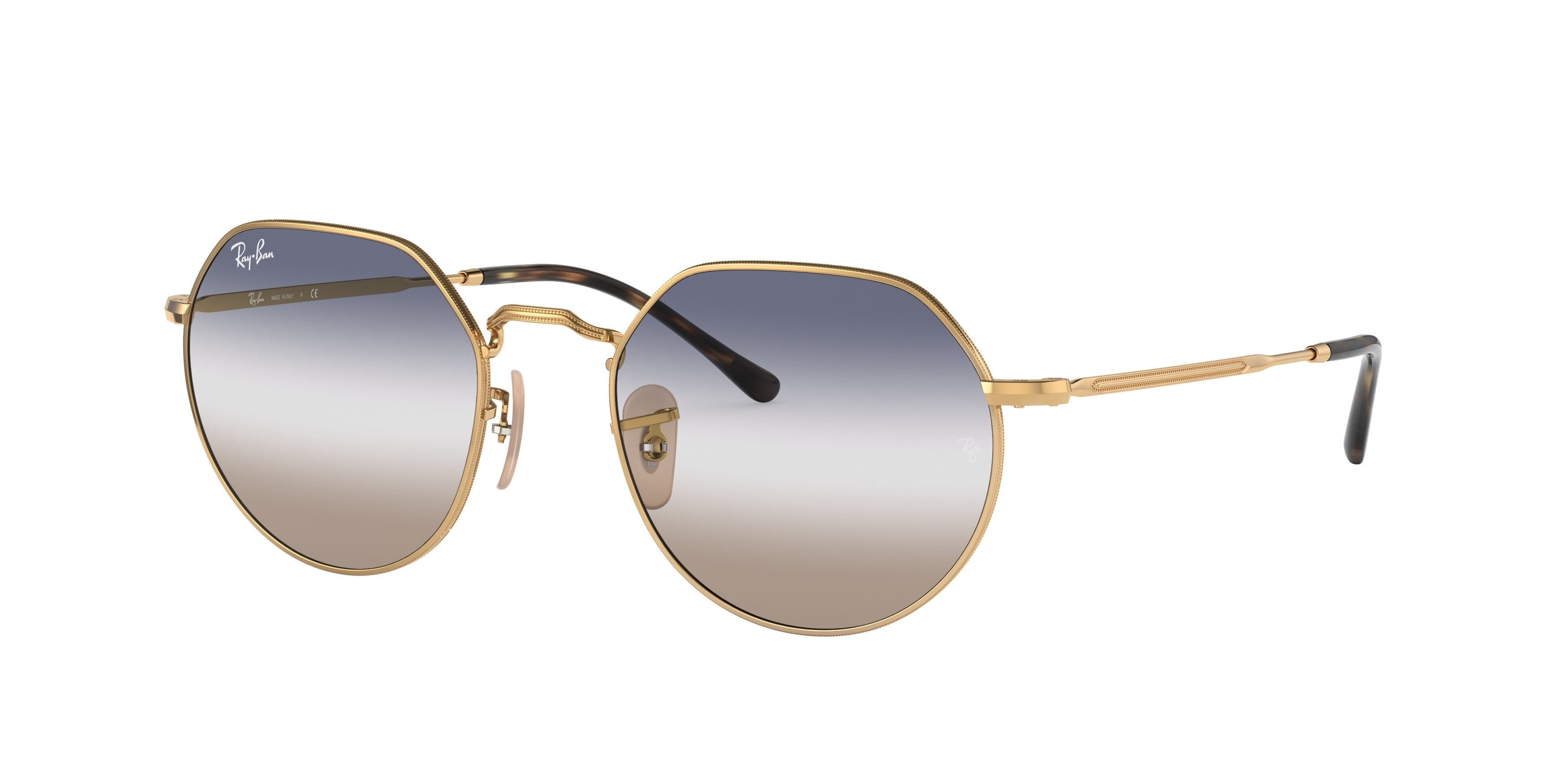 Ray-Ban RB3565 Jack Round Sunglasses, Gold/Clear Gradient Blue, 53 mm ...