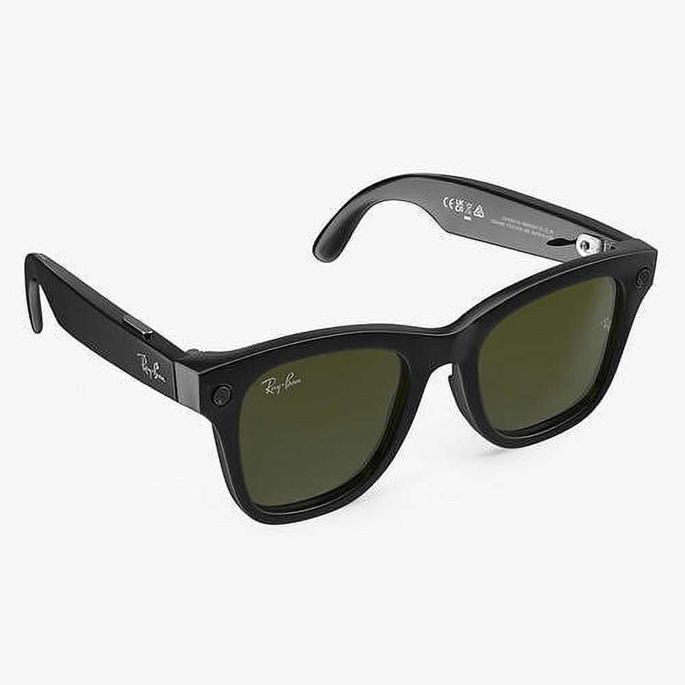 Ray-Ban Stories | Wayfarer Square Smart Glasses, Shiny Black/Green, 50 ...