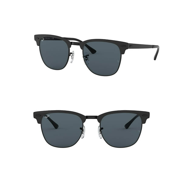 Ray-Ban Unisex Clubmaster Classic Metal Black Sunglasses RB3716, 51mm ...