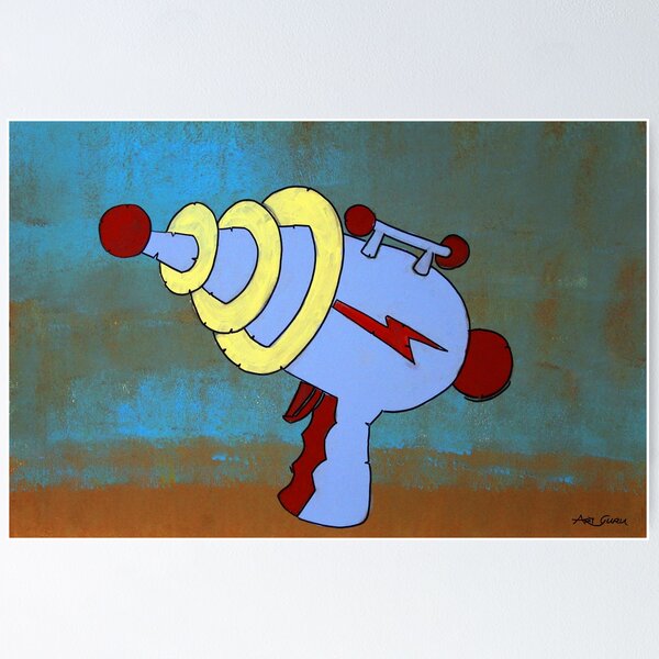 Ray Gun By Artguru 0072 - Acrylic On Paper Poster Wall Art, Modern Wall ...