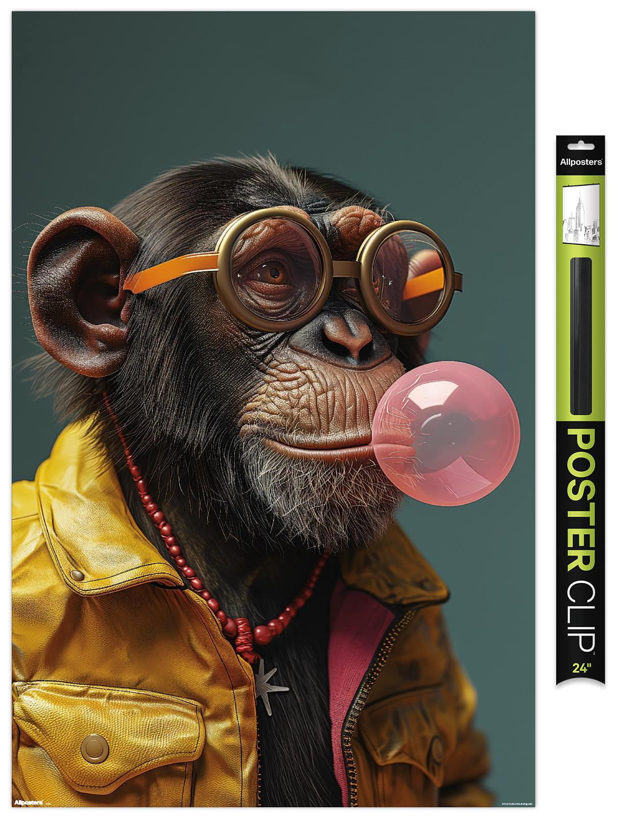 Ray Heere - Chimpanzee Blowing Bubble Wall Poster, 22.375" x 34 ...