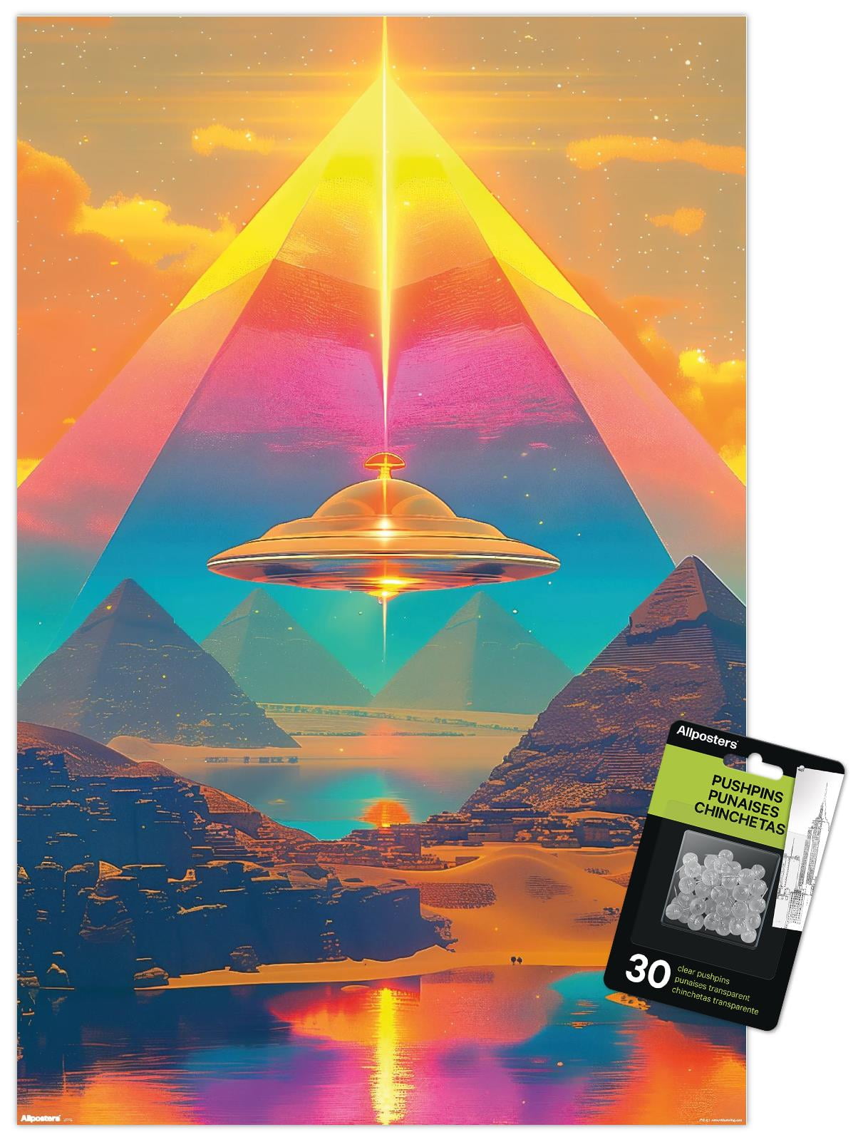 Ray Heere - UFO Pyramid 1 Wall Poster with Push Pins, 14.725" x 22.375 ...