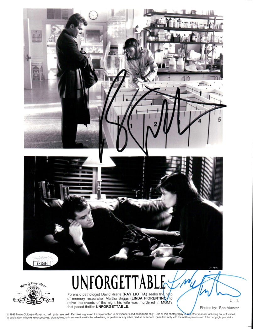 Ray Liotta Linda Fiorentino Autographed 8X10 Photo Unforgettable JSA ...