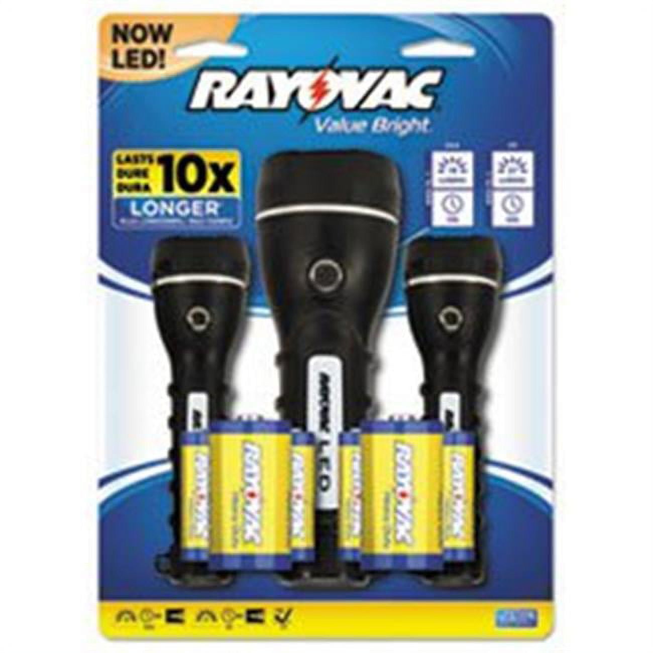 Ray-O-Vac BRSLED3PKBC Value Bright LED Flashlights - Black, 3 Per Pack ...