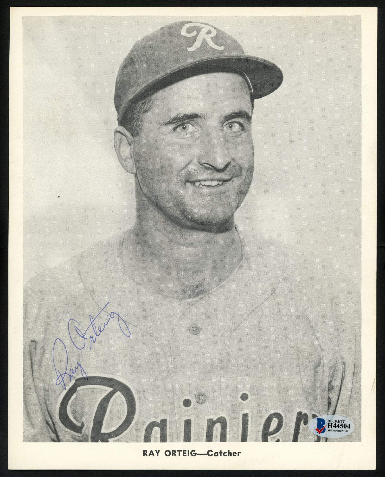 Ray Orteig Autographed 1956-59 Seattle Rainiers Popcorn 8x10 Premium ...