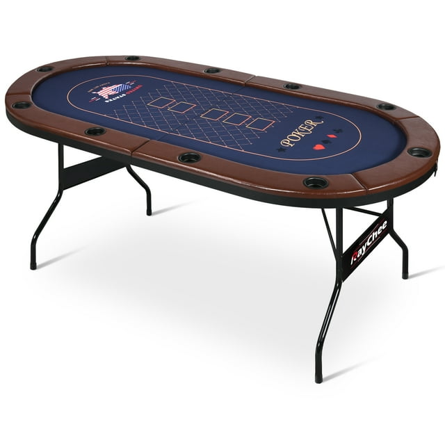 RayChee Portable 10-Player Poker Table, Foldable Texas Holdem, Padded ...