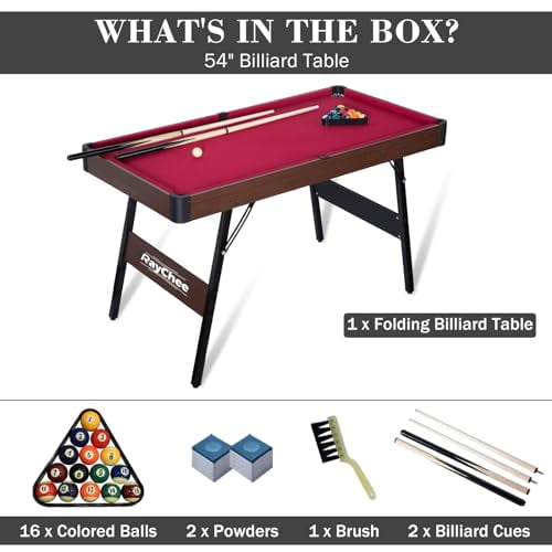 RayChee 4.5ft Folding Pool Billiard Table, Portable Pool Game Table ...