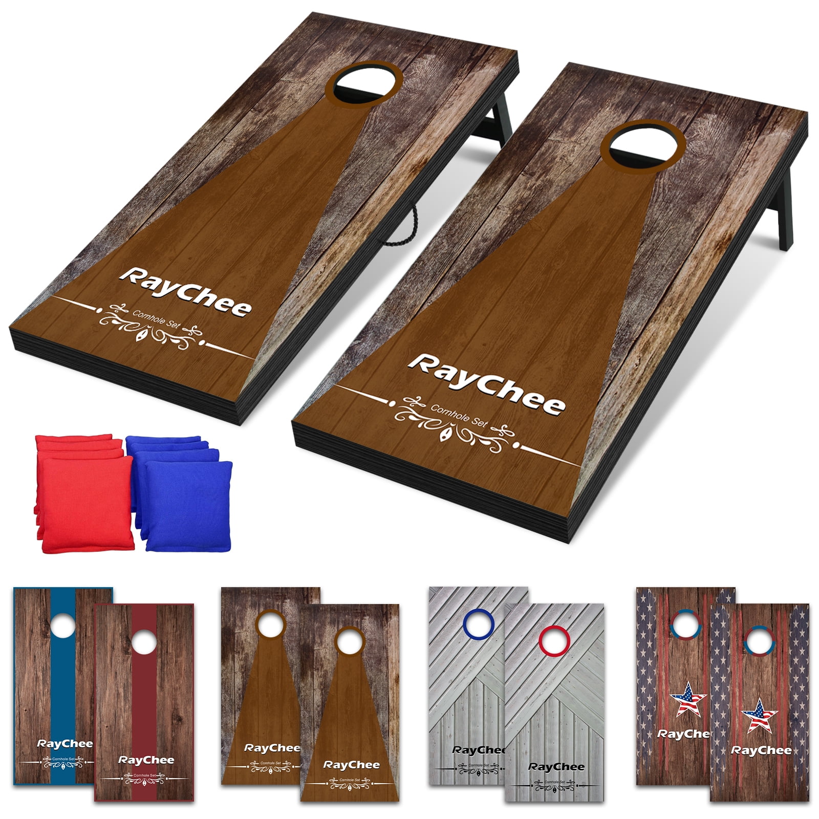 RayChee 4'x 2'Cornhole Board Set, Corn Holes Outdoor Game Cornhole ...