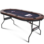 SKYSHALO 8 Player Oval Foldable Poker Table Casino Blackjack Texa ...