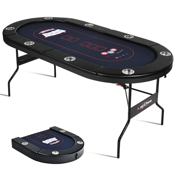 8 Player Poker Table Foldable with Storage Bag,72" Texas Holdem Casino ...