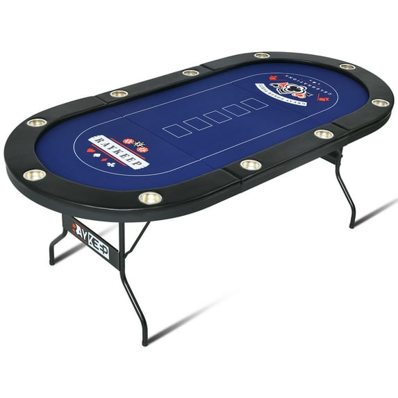 RayChee 84" Foldable Poker Table, 10 Player Texas Holdem Table for Game ...