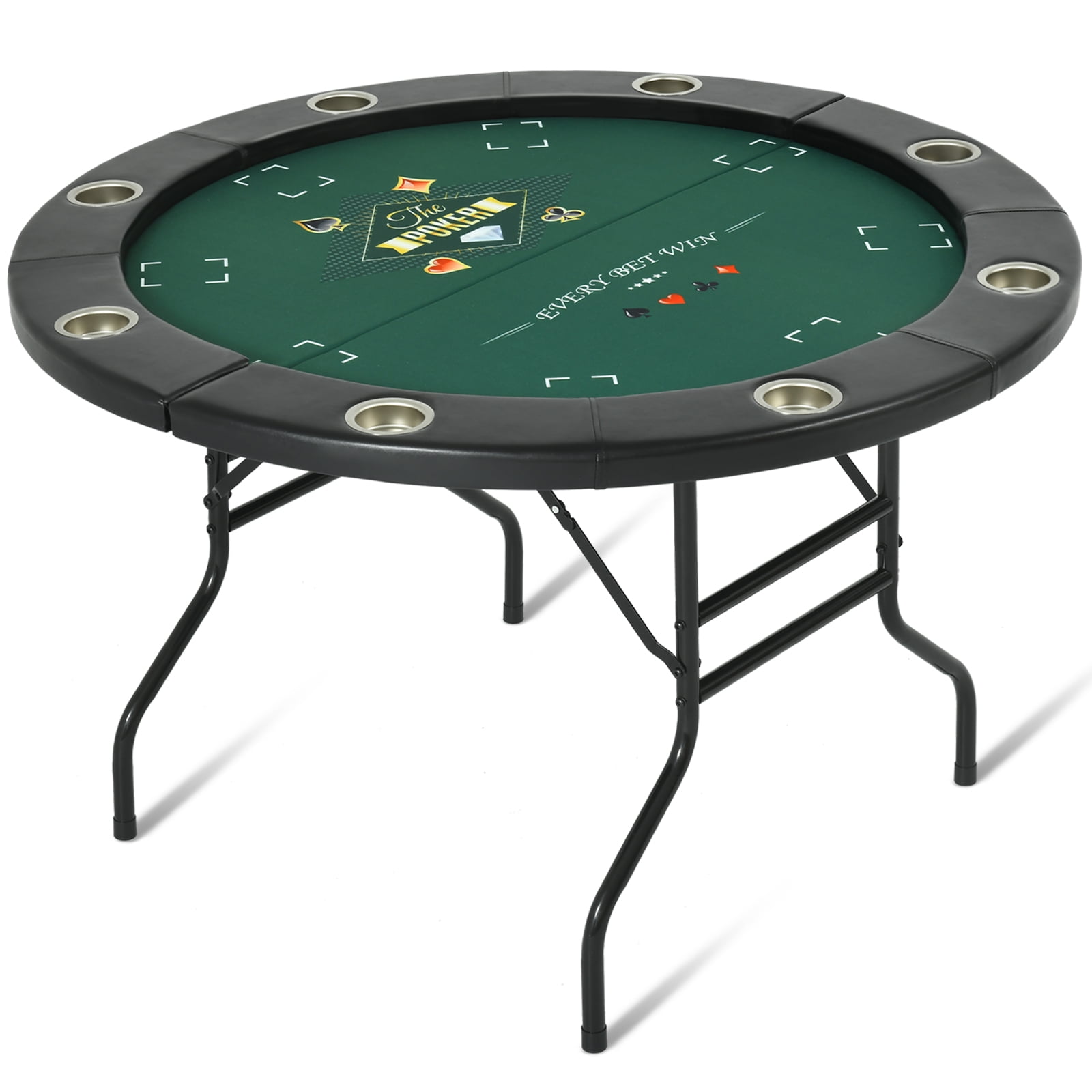 "RayChee 48"" Foldable Poker Table for 8, Casino Game Table with Cup ...