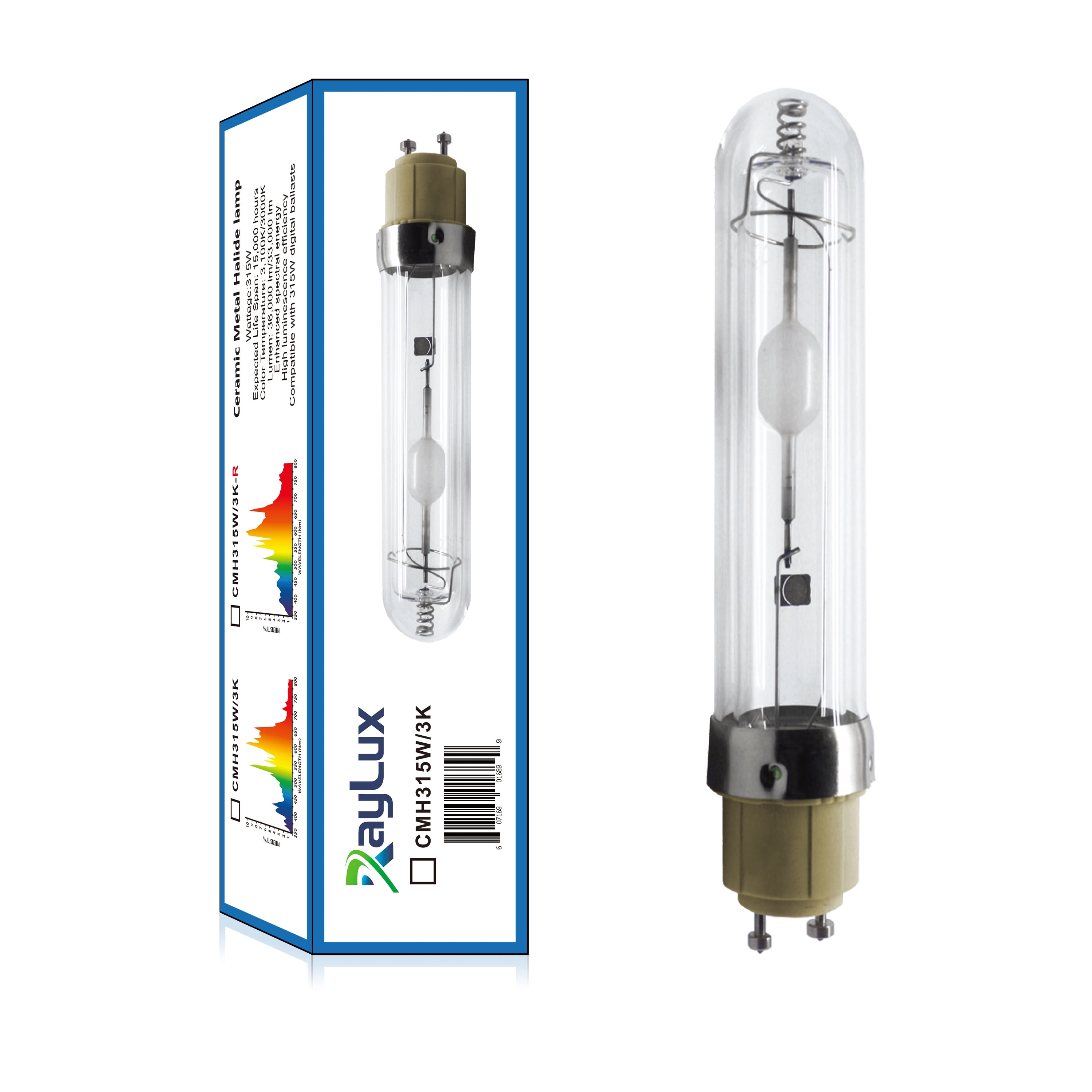 RayLux 315W CMH Grow Bulb Ceramic Metal Halide 3000k Grow Lamps for Indoor Plant Grow Light ...
